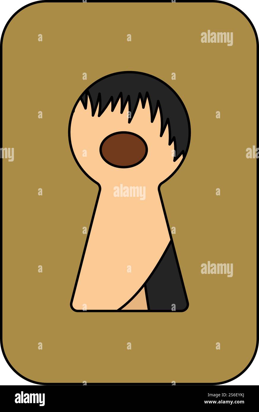 Criminal Peeping Through Keyhole Icon. Editable Outline With Color Fill ...