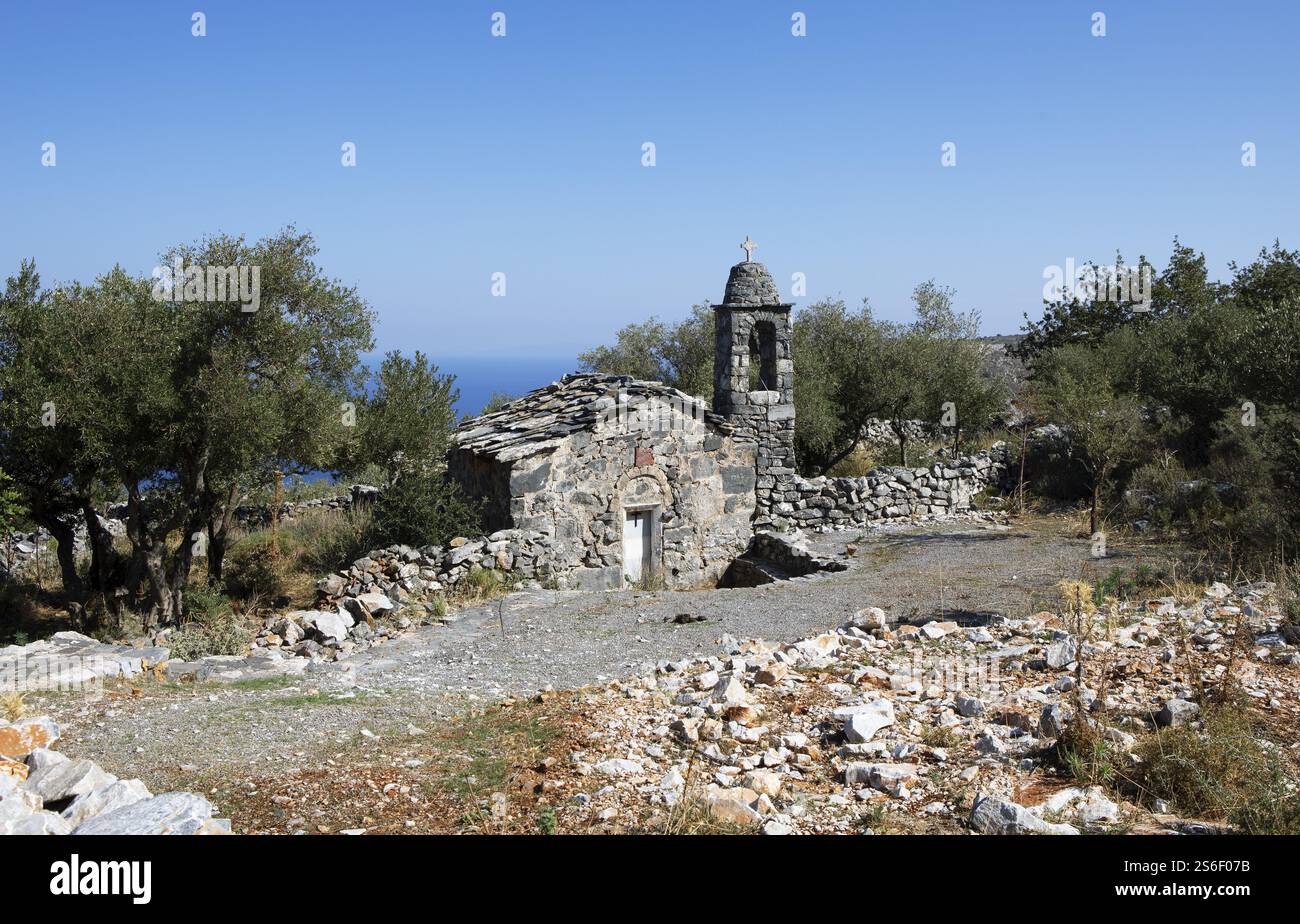 Traditional chapel on the Mani, behind the Laconian Gulf, Laconia ...