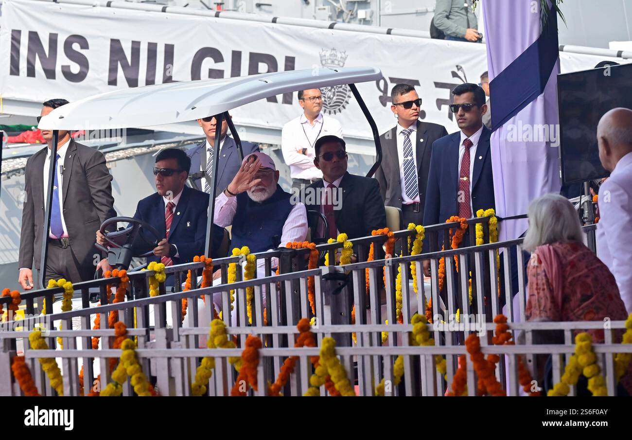 MUMBAI, INDIA - JANUARY 15: PM Narendra Modi arrives for tri ...
