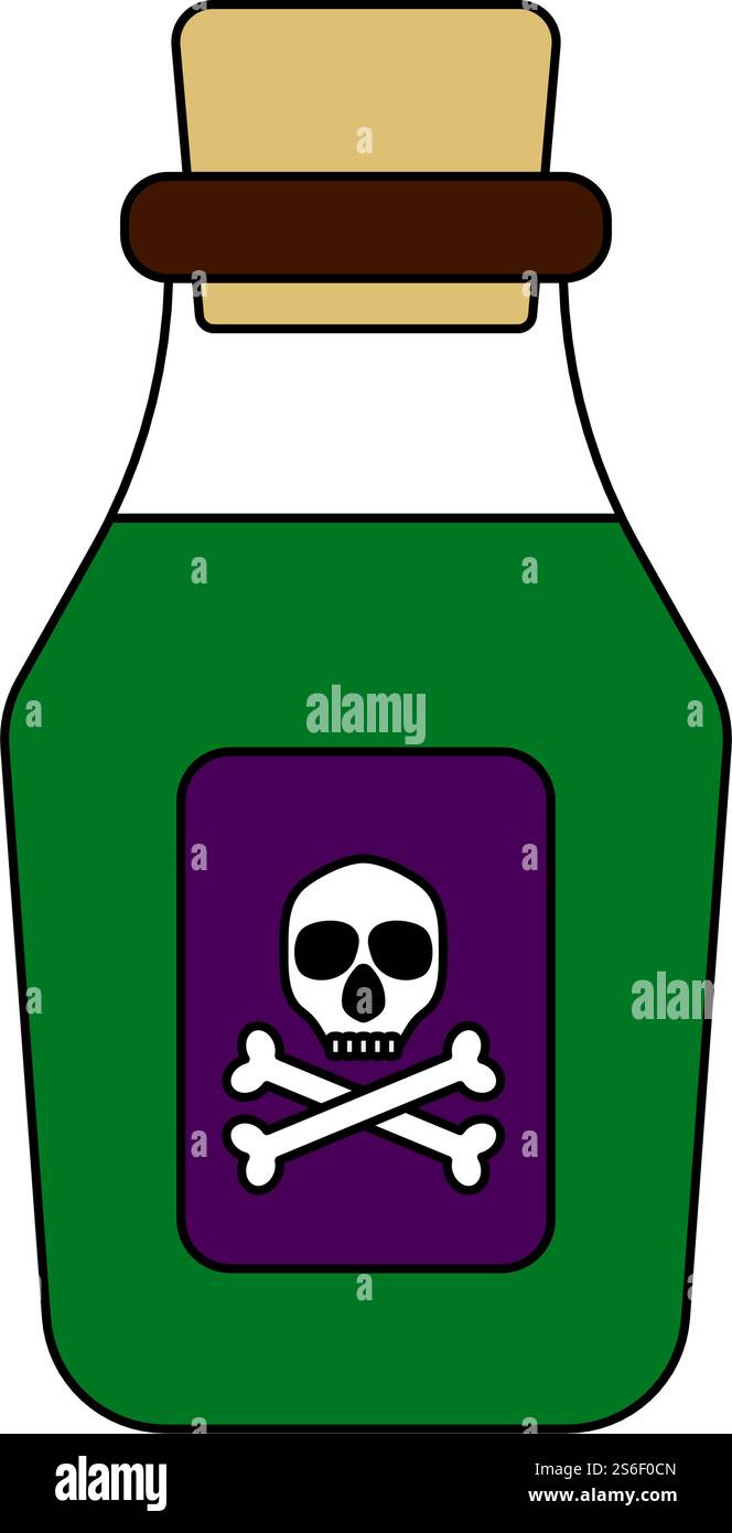 Poison Bottle Icon. Editable Outline With Color Fill Design. Vector ...