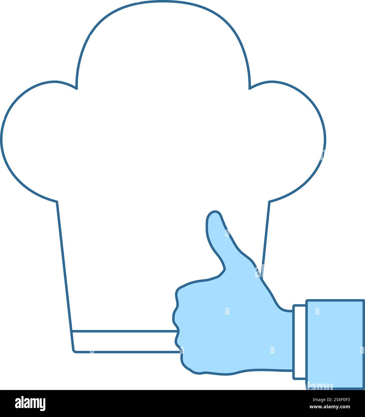 Thumb Up To Chef Icon. Thin Line With Blue Fill Design. Vector ...