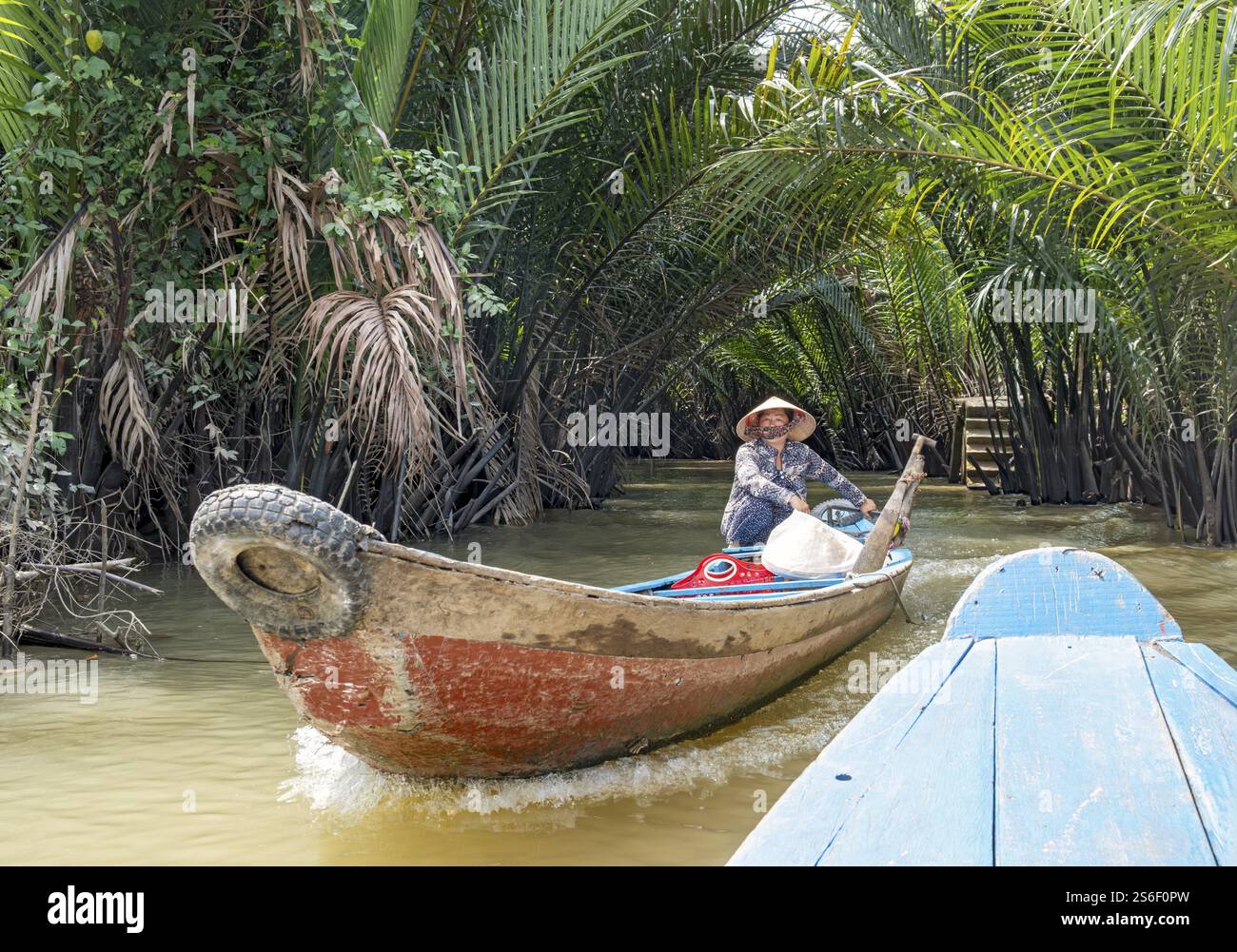 Vietnamese Woman ina rowing boat, Mekong Delta, Vietnam, Asia Stock ...