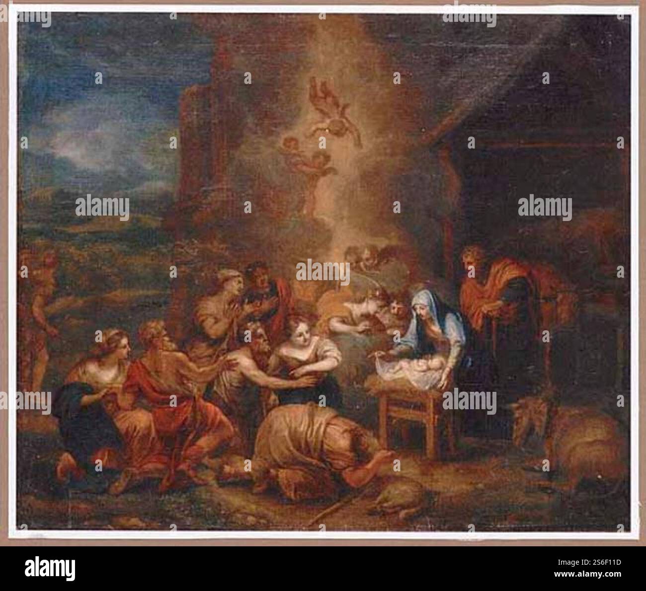 Gilles Hallet - adoration of the Christ-child by the shepherds Stock ...