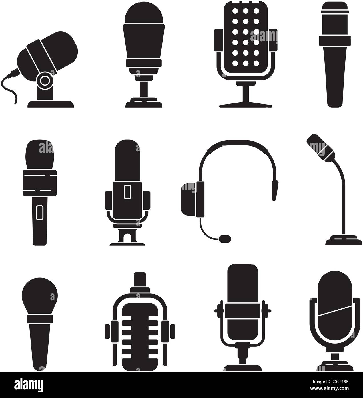 Microphone icons. Music singer items conference recorder for ...