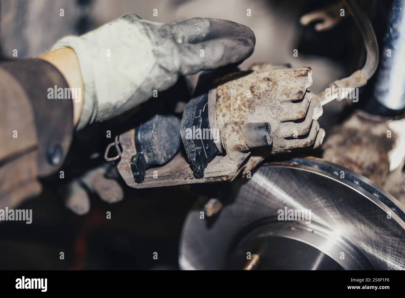 Car brake system repair Stock Photo - Alamy
