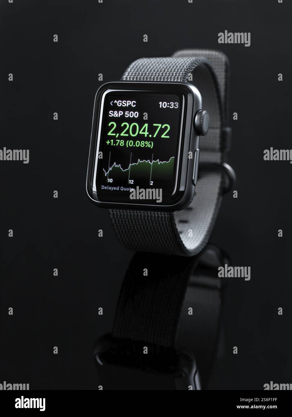 Apple Watch smartwatch with stock market app on display isolated on ...
