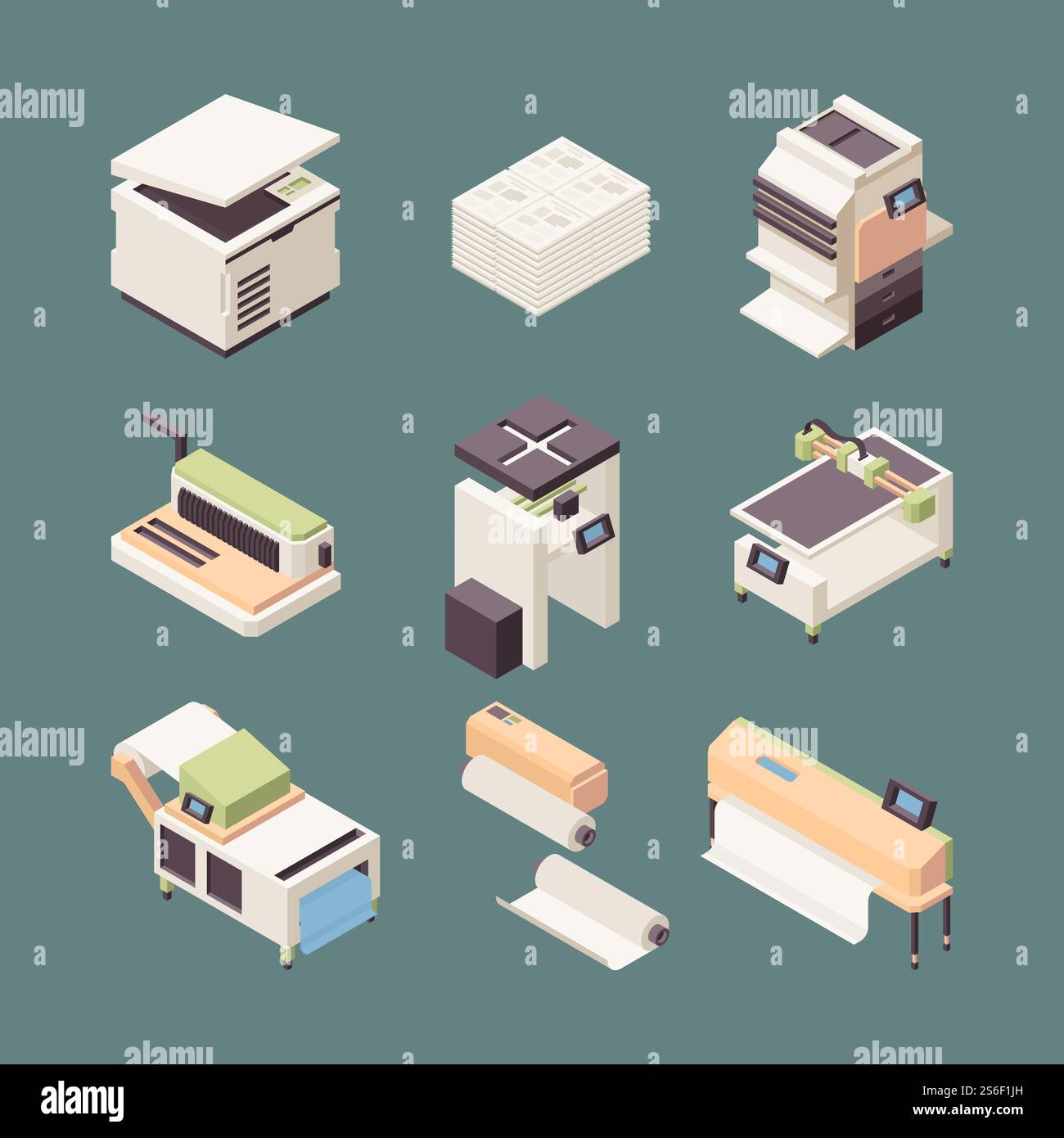 Printing equipment. Paper industry offset printer plotter rolls inkjet cutter folding creasing ...