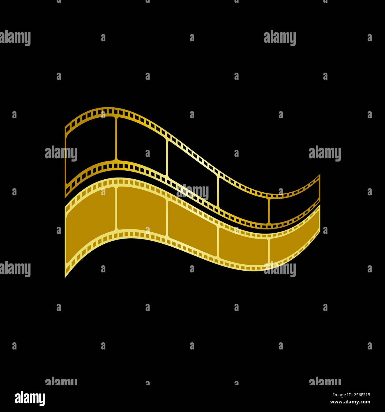 GOLDEN FILM STRIP ISOLATED ON BLACK BACKGROUND VECTOR ILLUSTRATION ...