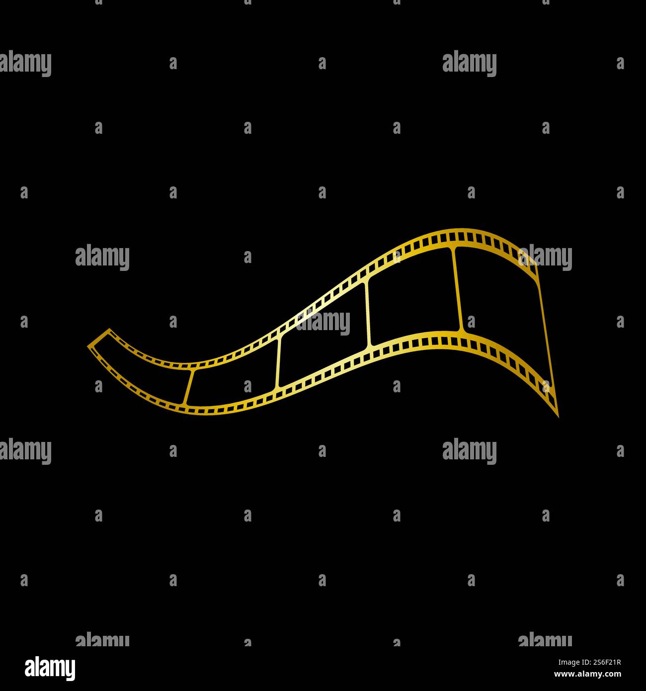 GOLDEN FILM STRIP ISOLATED ON BLACK BACKGROUND VECTOR ILLUSTRATION ...