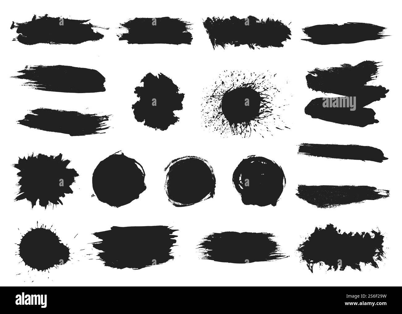 Paint black blobs. Ink splashes, graffiti splatter. Abstract grunge ...