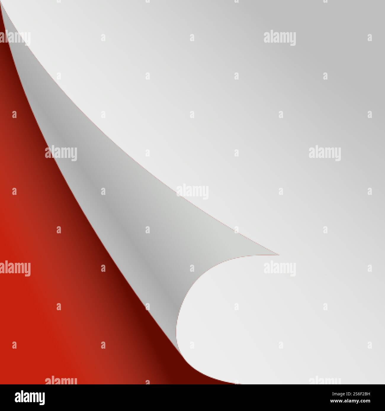 Curled page. White paper corner red background. Vector paper sheet ...