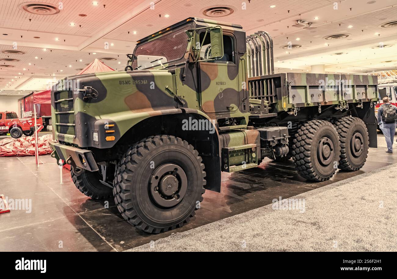 New York City, USA - March 27, 2024: Oshkosh AMK23 MTVR 7 military ...