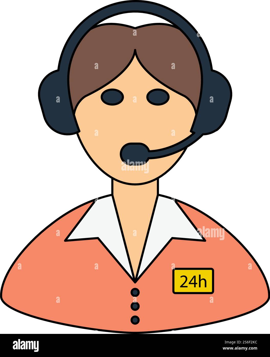 24 Hour Operator Icon. Editable Outline With Color Fill Design. Vector Illustration Stock Vector ...