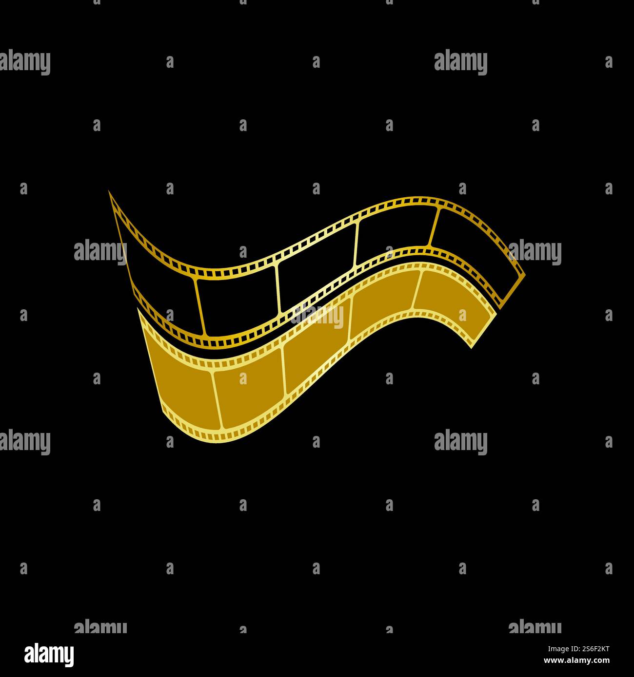 GOLDEN FILM STRIP ISOLATED ON BLACK BACKGROUND VECTOR ILLUSTRATION ...