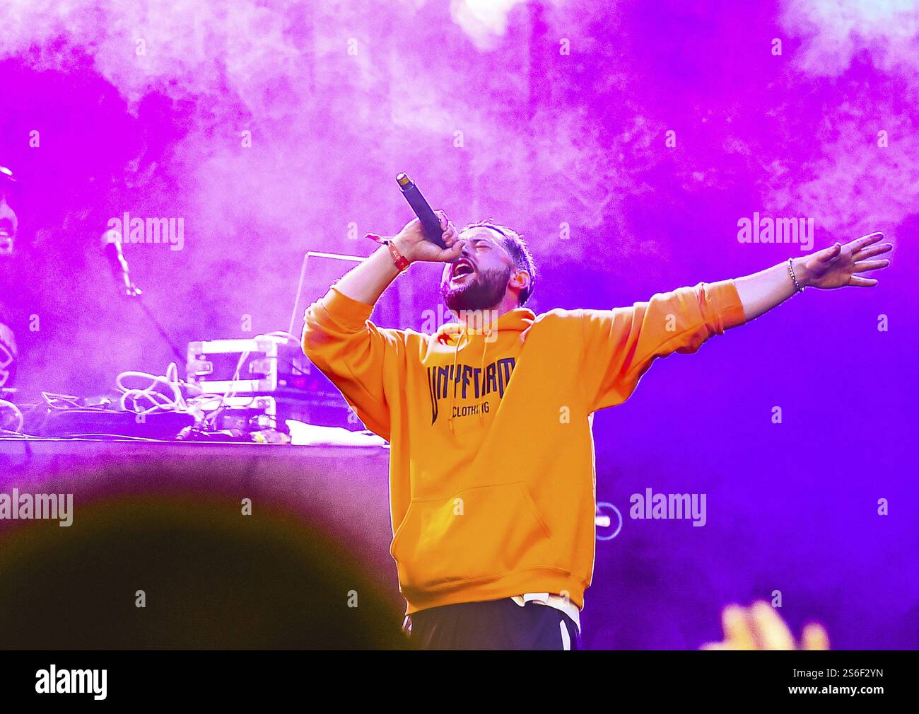 The rapper Bausa (buergerl.Julian Otto) at the Helene Beach Festival ...