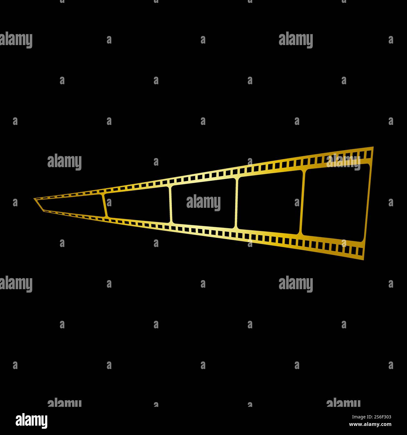 GOLDEN FILM STRIP ISOLATED ON BLACK BACKGROUND VECTOR ILLUSTRATION ...
