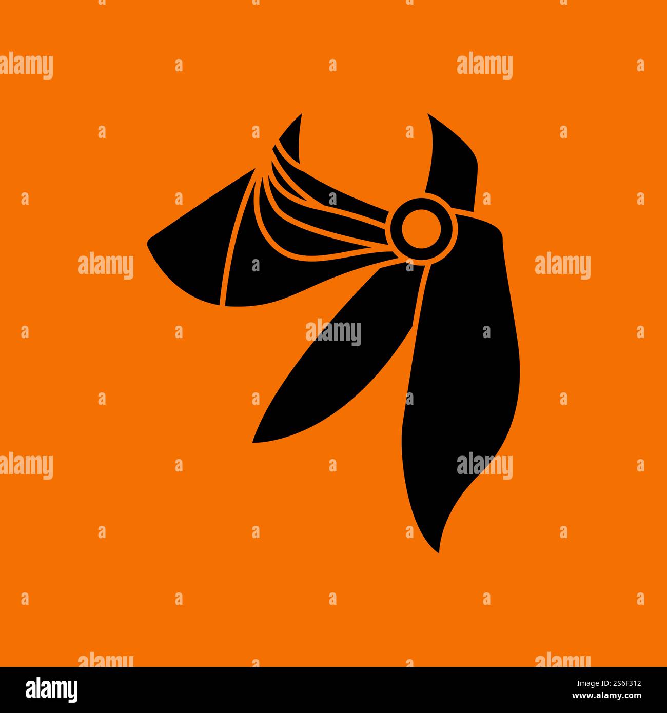 Business Woman Neck Scarf Icon. Black on Orange Background. Vector ...