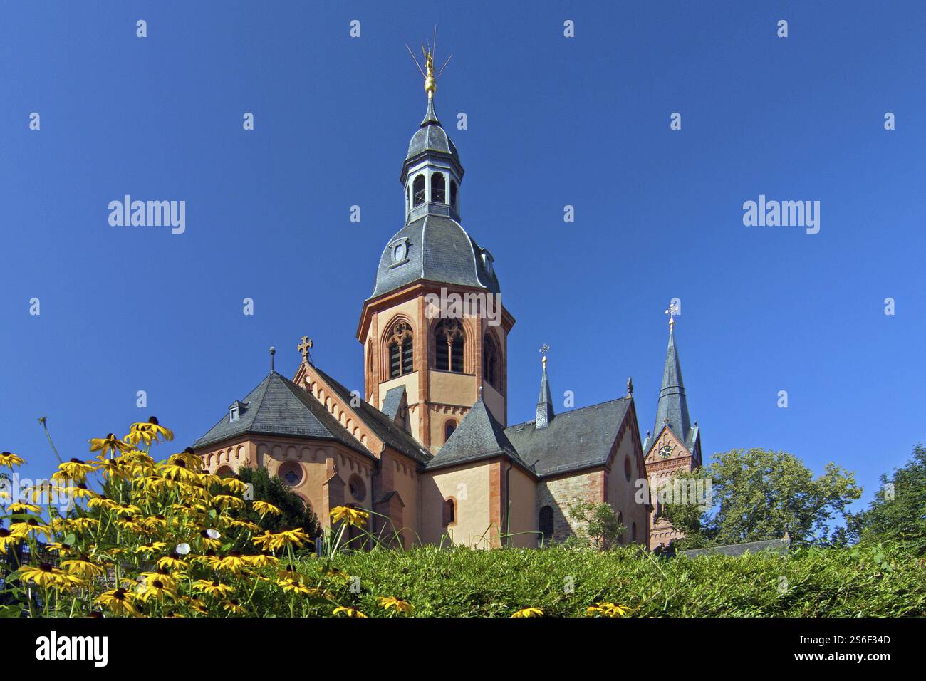 Germany, Hesse, Seligenstadt, Angel Tower of the Einhard Basilica of St ...
