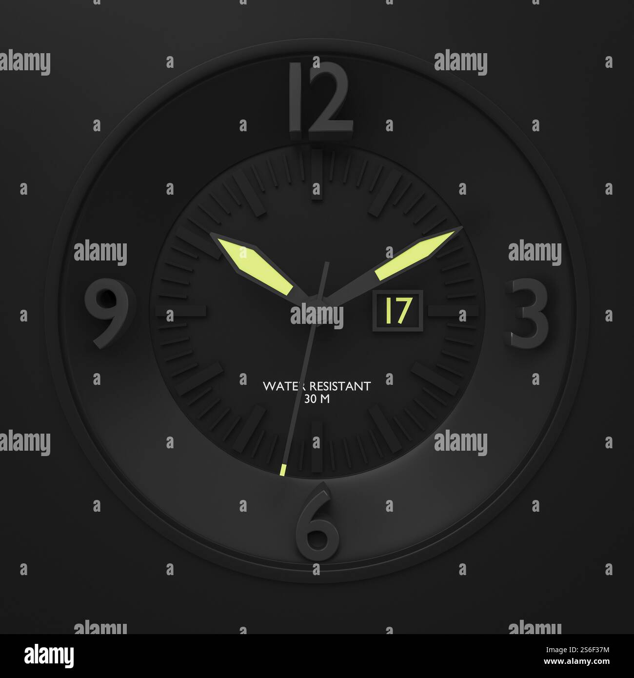 3d illustration of a typical black watch face Stock Photo - Alamy