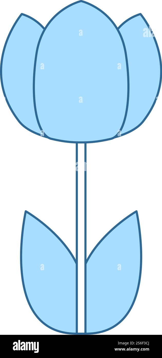 Spring Flower Icon. Thin Line With Blue Fill Design. Vector ...