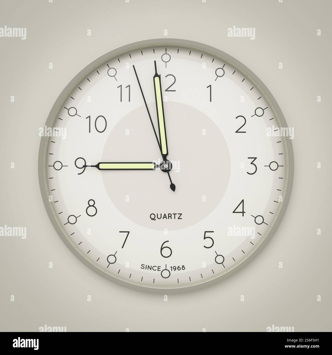 3d illustration of a clock showing three seconds to nine Stock Photo ...