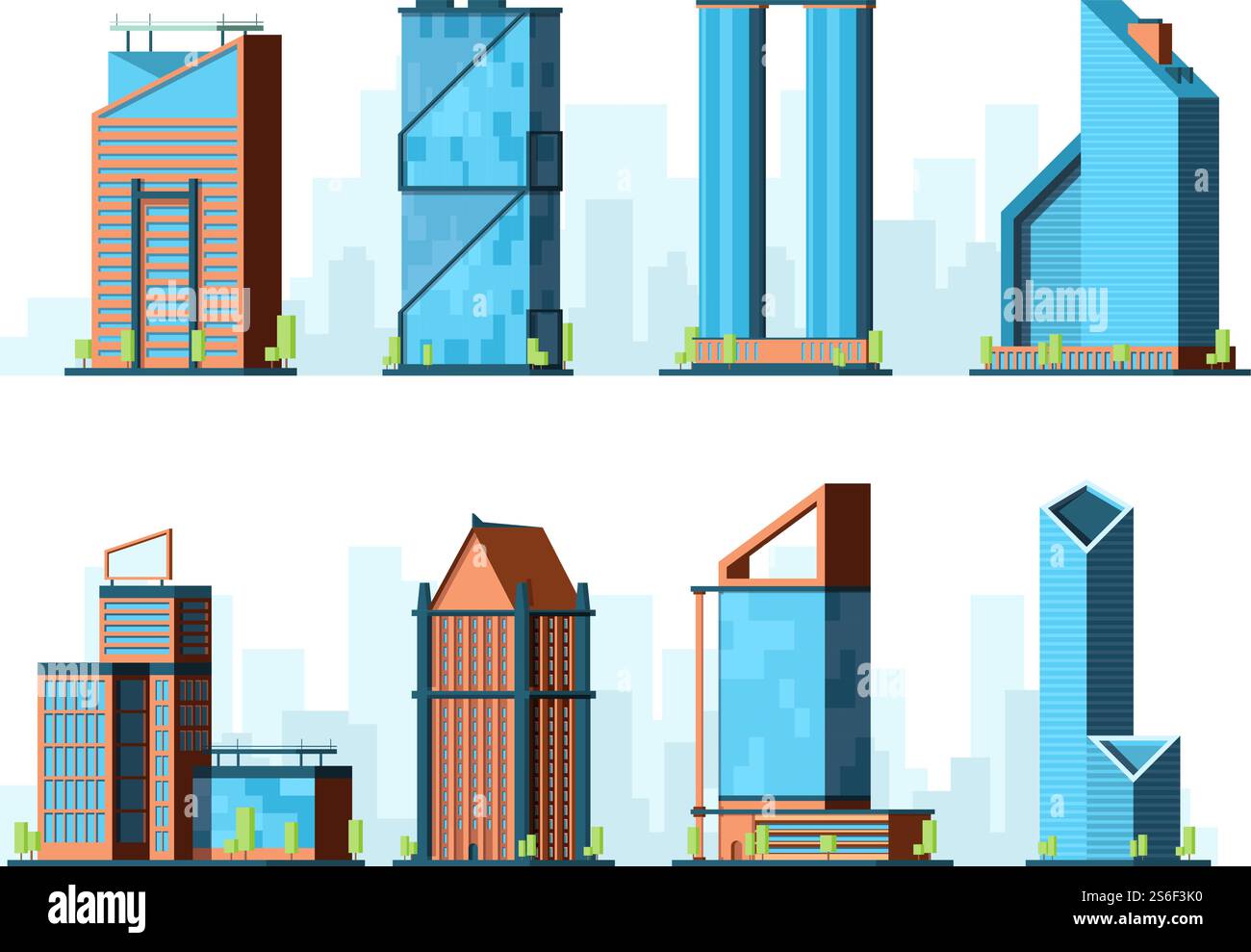 Modern skyscraper. Corporate offices buildings constructions exterior ...