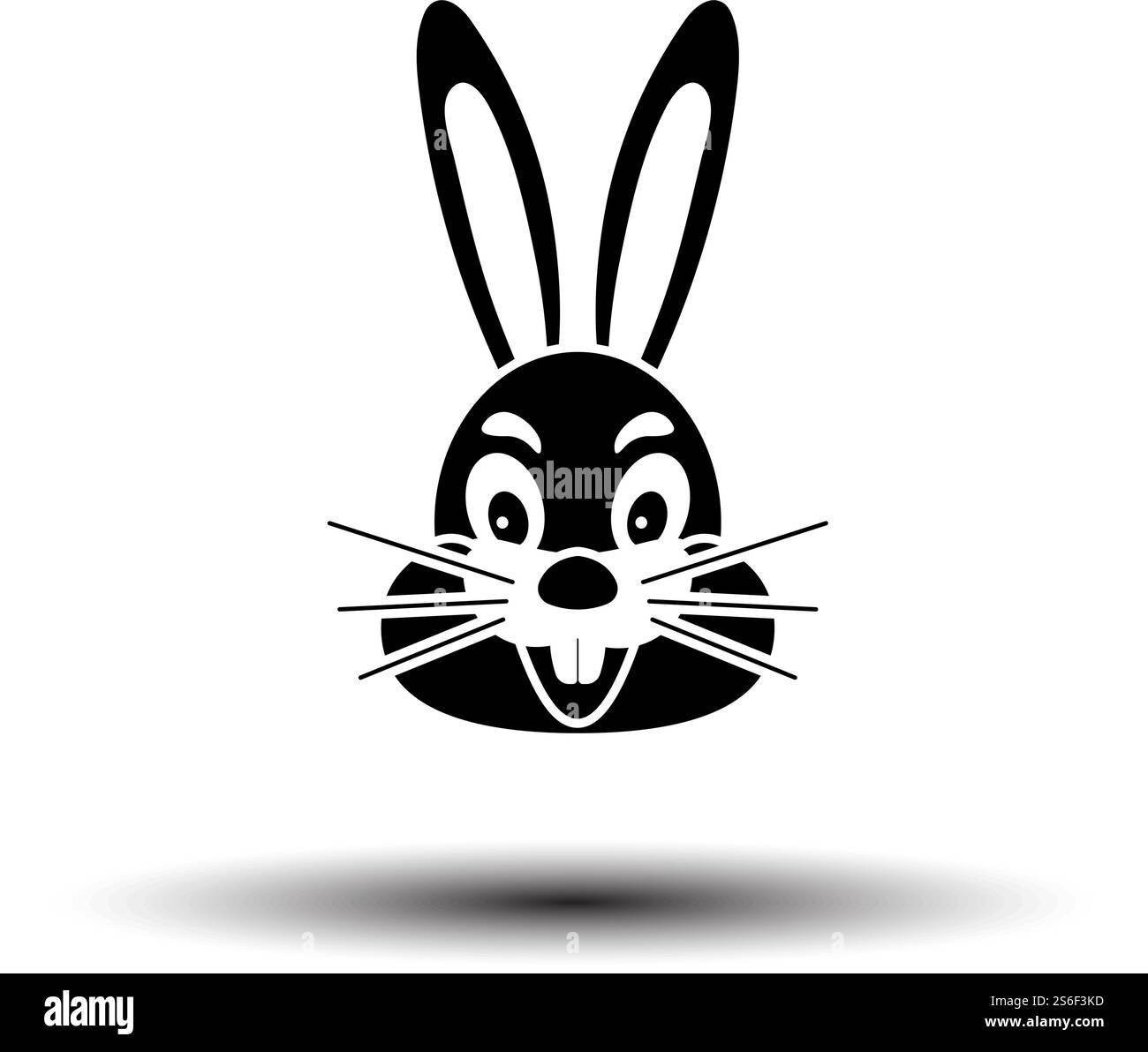 Easter Rabbit Icon. Black on White Background With Shadow. Vector ...