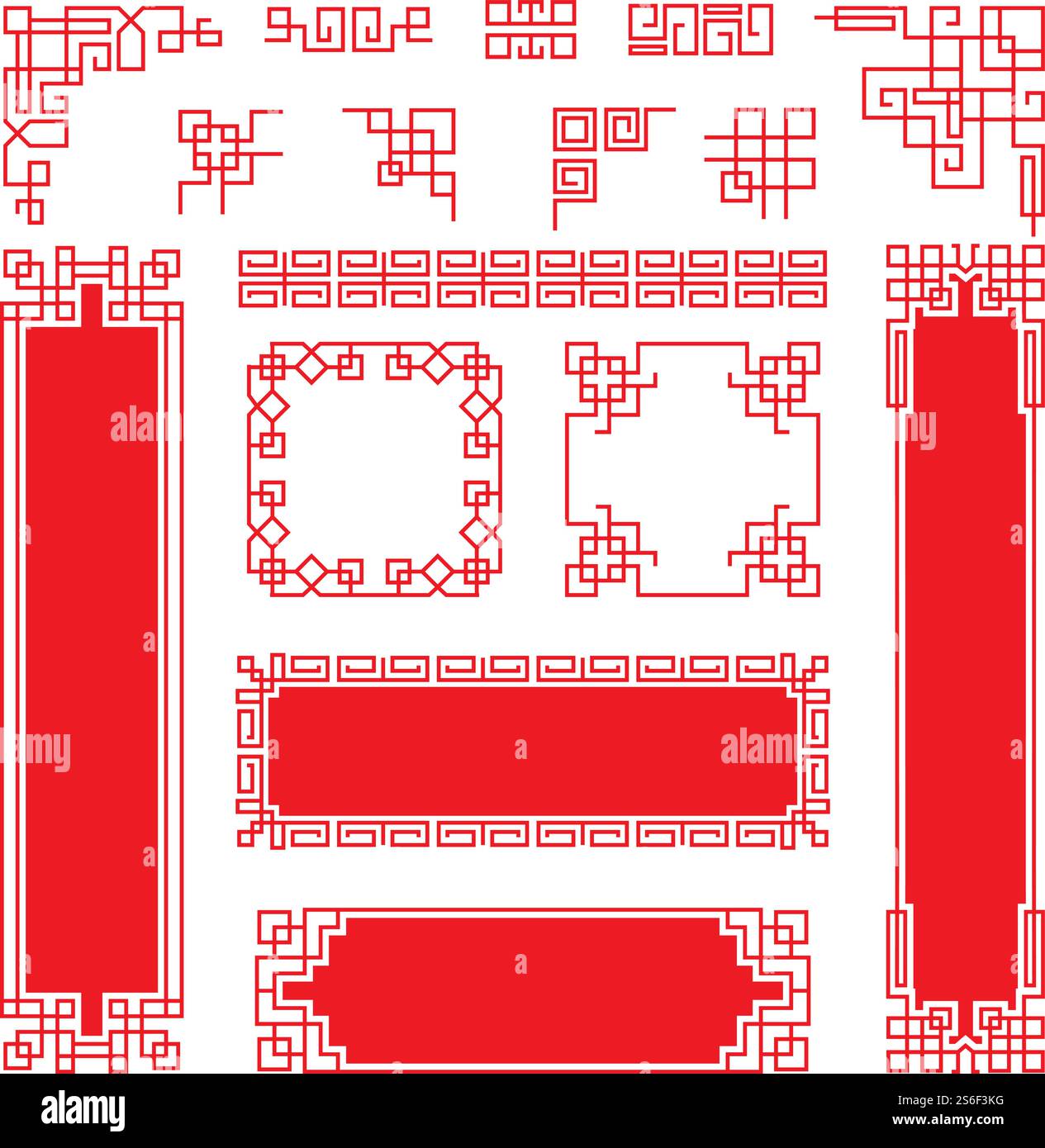 Asian frames. Traditional chinese oriental graphic elements and borders ...