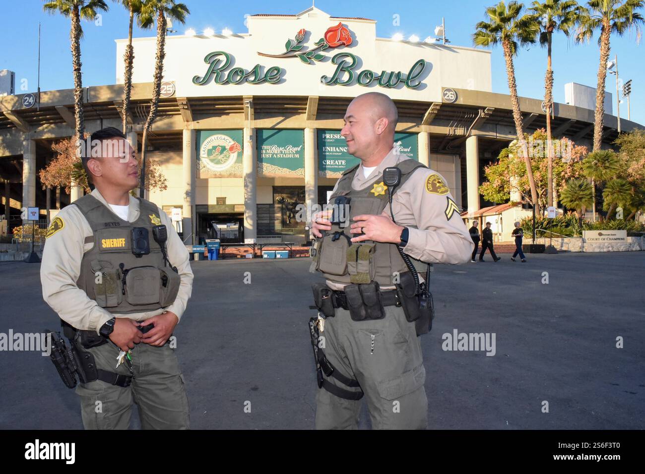 Pasadena, California, USA. 15th Jan, 2025. Rodel Reyes (left) and Eric ...