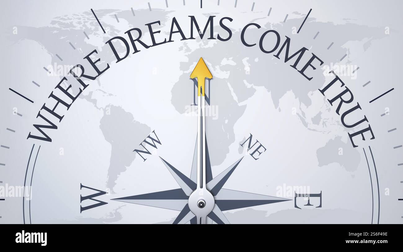 An image of a compass directing to where dreams come true 3d ...