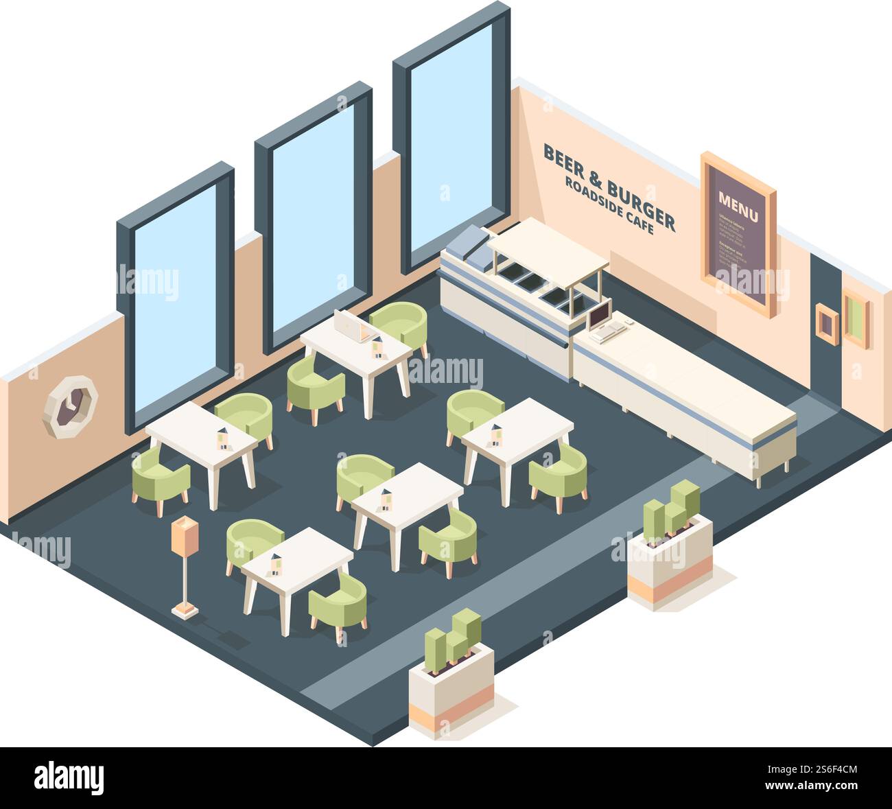 Pizzeria interior. Fast food caffe restaurant buffet italian industrial ...