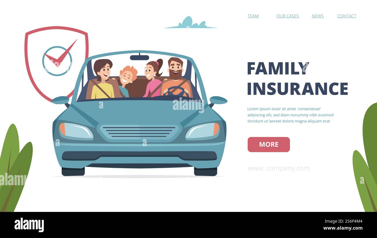 Family insurance landing page. Insurance banner with happy family in ...