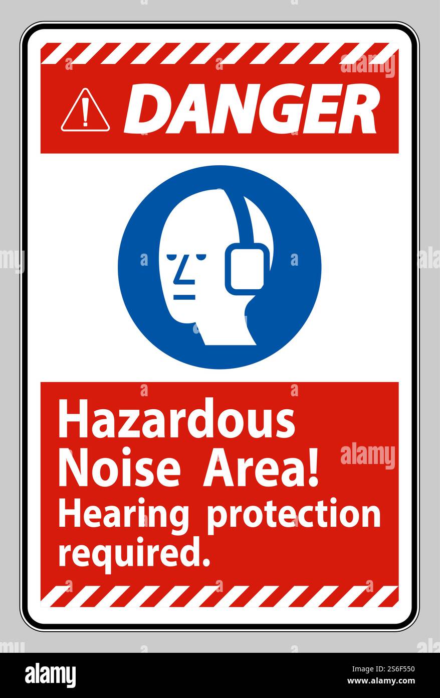 Danger Sign Hazardous Noise Area, Hearing Protection Required Stock ...