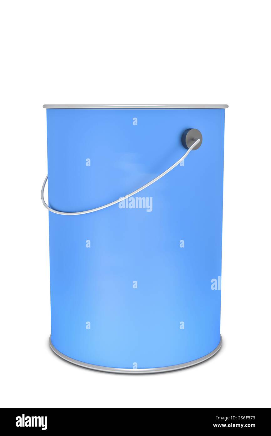 3d rendering of a blue paint bucket isolated on white Stock Photo - Alamy