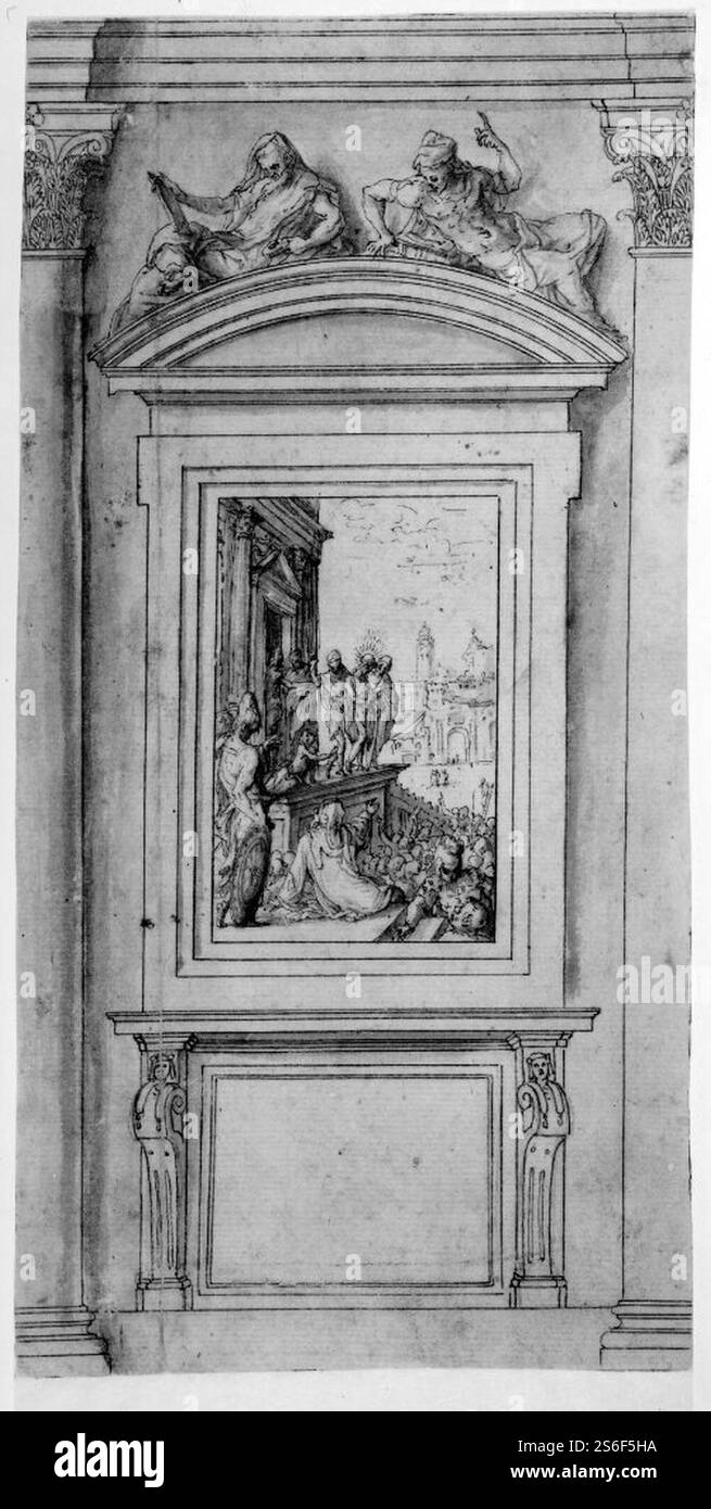 Giovanni Antonio Dosio - Part of a Church Wall with an Aedicula and a ...