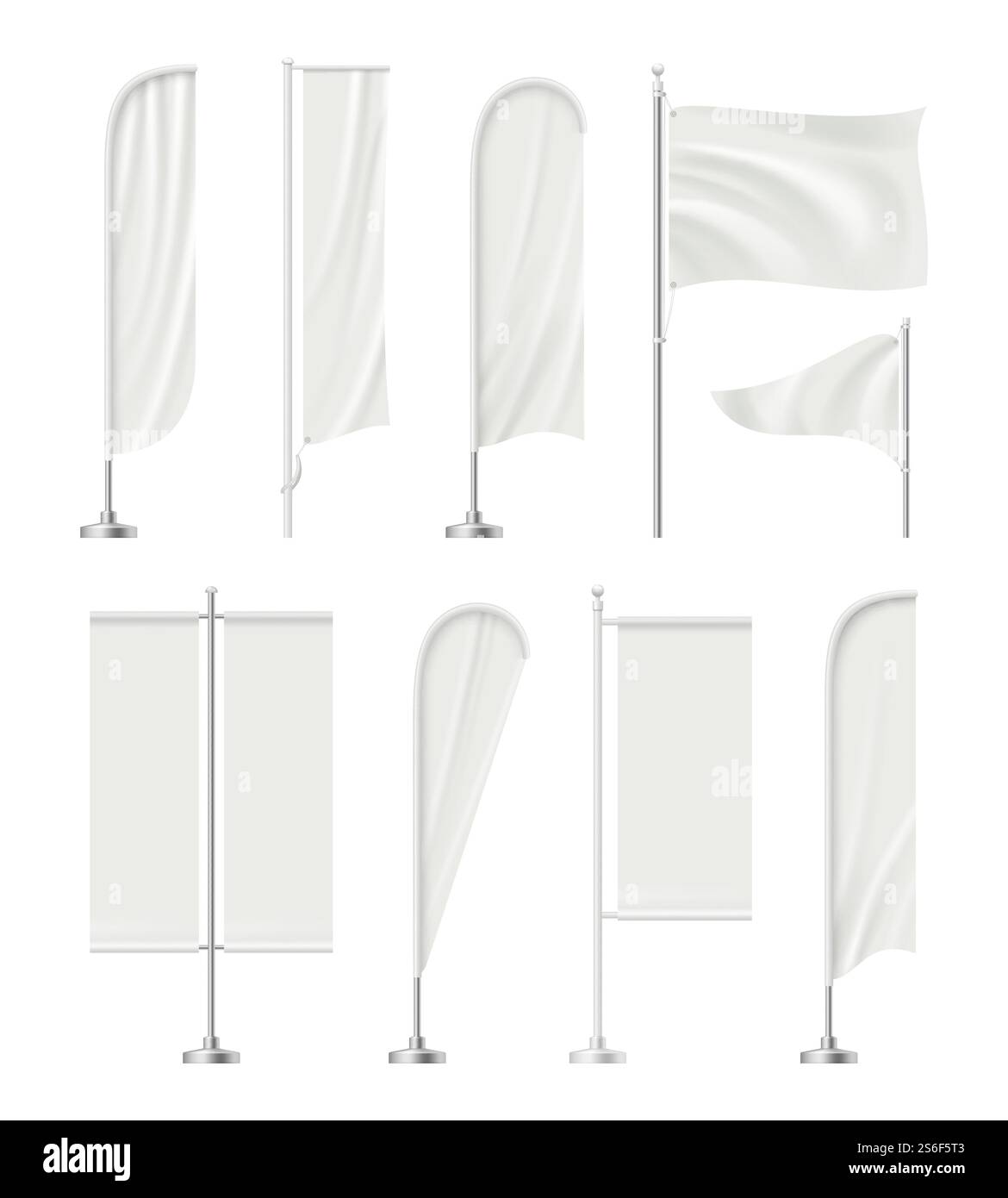 Blank beach flag. Outdoor empty stands for advertizing promotion ...