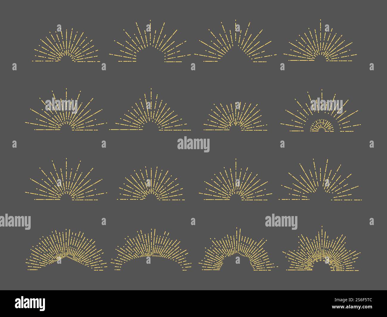 Vector sunburst emblem. Line radial rays illustration. Vintage gold ...