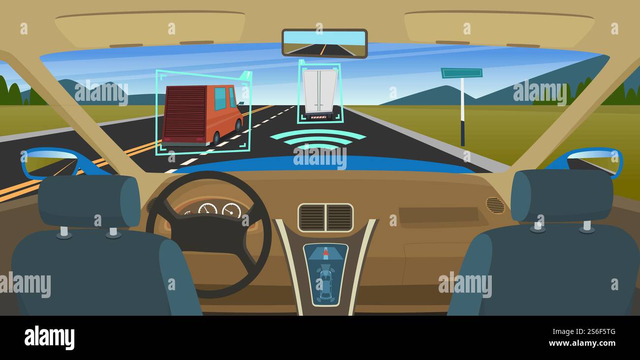 Autonomous car. Feature vehicles new smart computer technology for ...