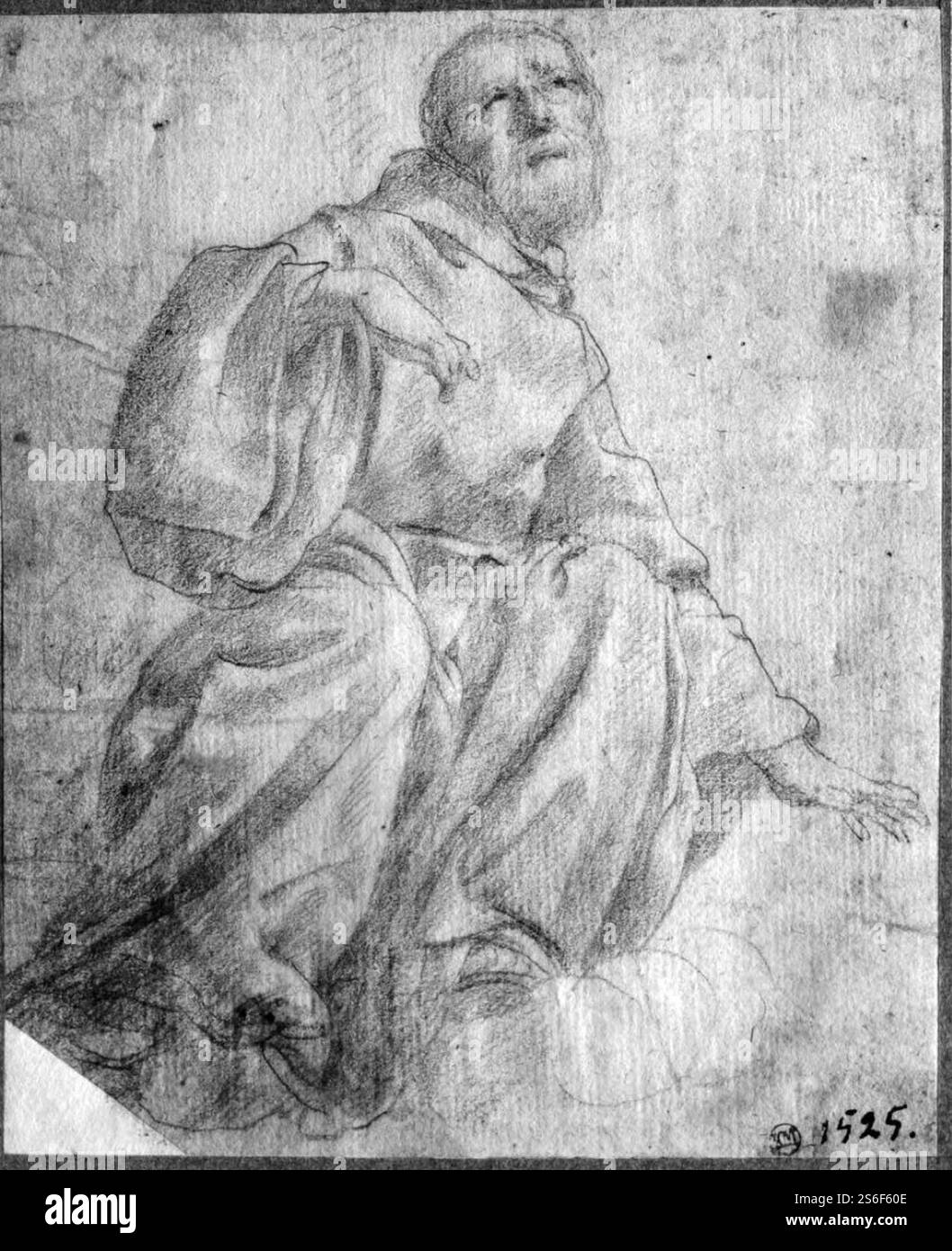 Giovanni Battista Caracciolo - Bearded monk seated on clouds Stock ...