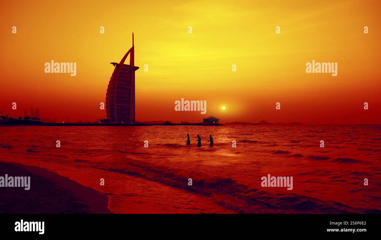 An image of the famous Burj Al Arab Dubai at sunset Stock Photo - Alamy