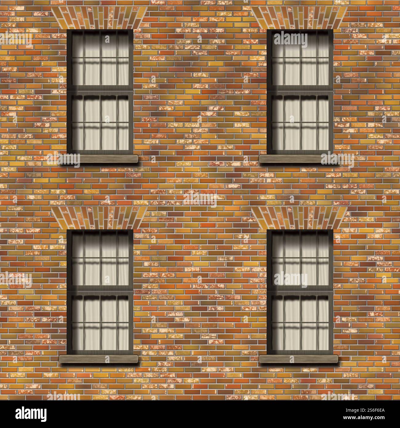 2d illustration of a brick wall with windows texture Stock Photo - Alamy