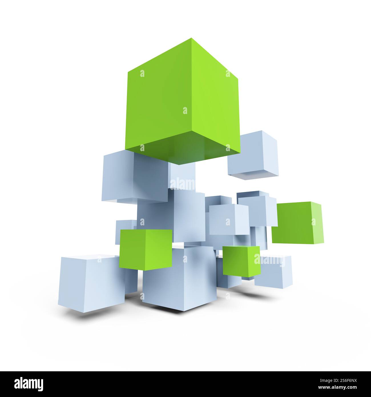 3d illustration of some blue and green cubes construction Stock Photo ...