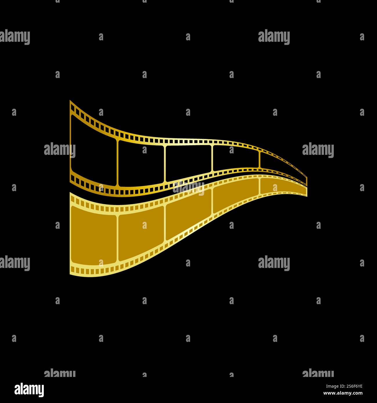 GOLDEN FILM STRIP ISOLATED ON BLACK BACKGROUND VECTOR ILLUSTRATION ...