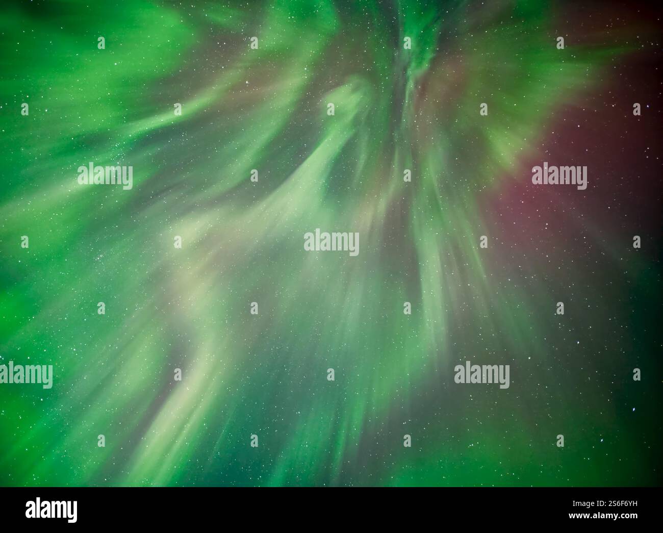 Coronal aurora borealis northern lights overhead with unique pattern in ...