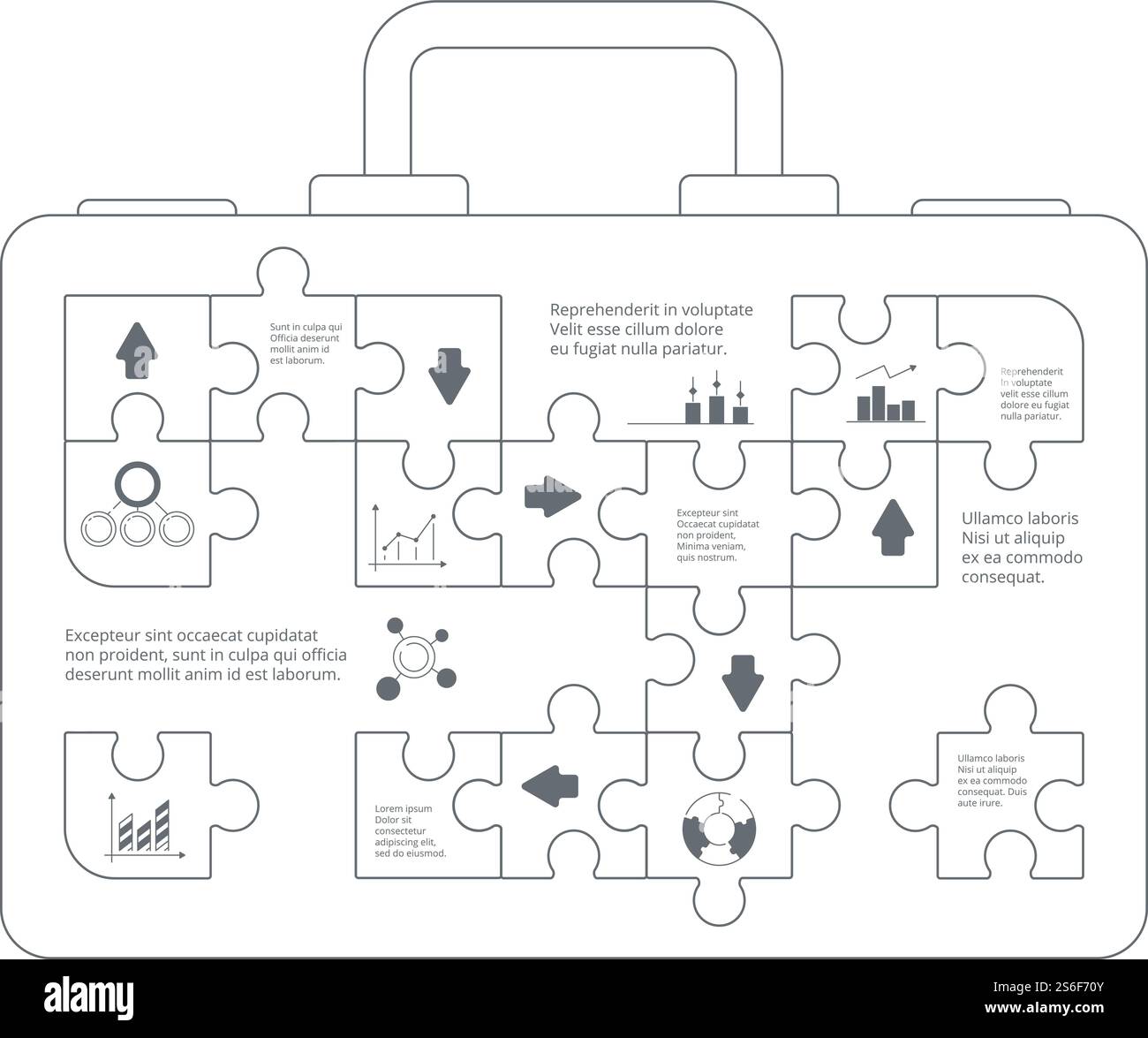 Business infographic. Case with puzzle forms advertising concept idea ...