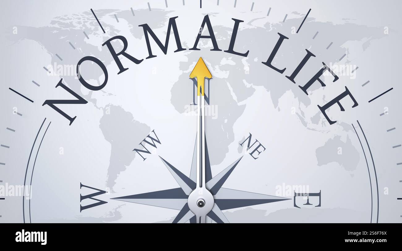 An image of a compass directing to target normal life. 3d illustration ...