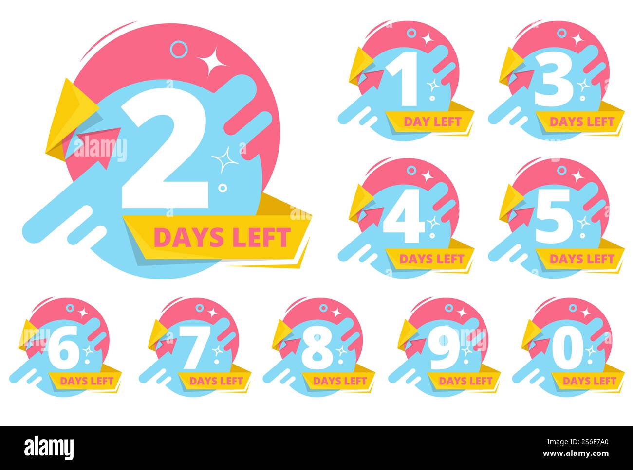 Day left badges. Numbers shopping sales time business stickers vector ...