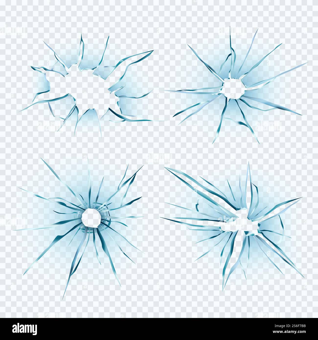 Broken glass holes. Crack destruction sashes ice damaged window transparent glass shattered ...