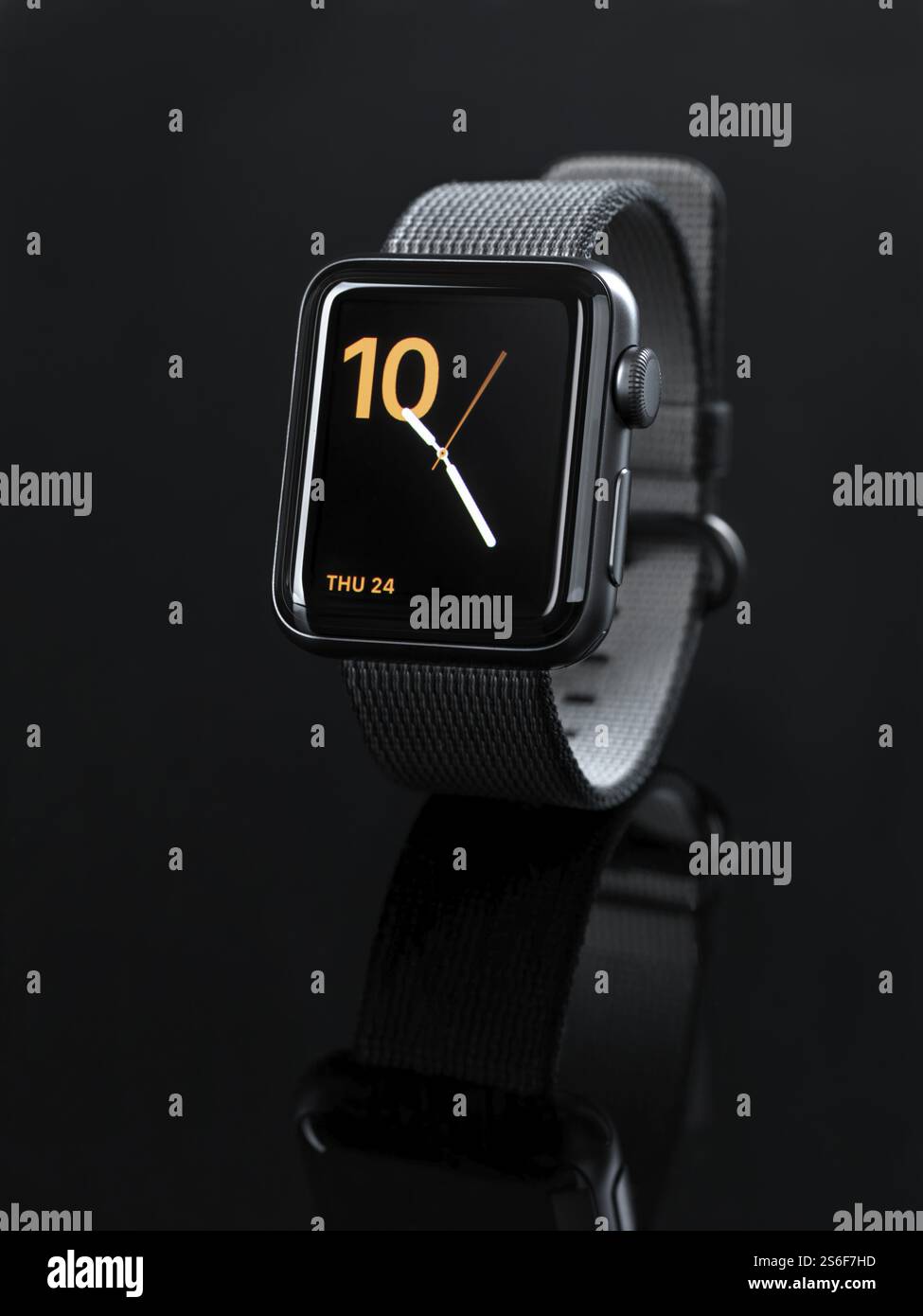 Apple Watch series 2 smartwatch with analog clock dial on display ...