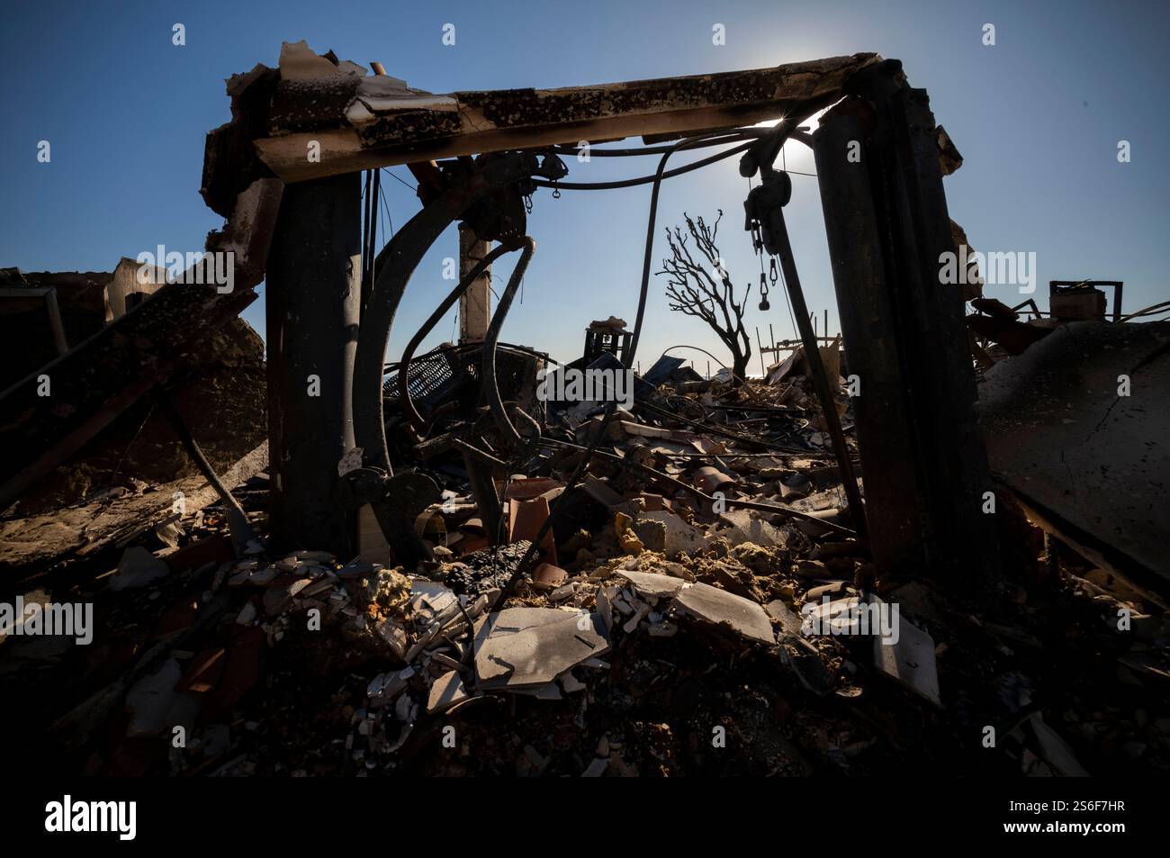 Malibu, California, USA. 15th Jan, 2025. Damaged structures are seen after the Palisades Fire ...